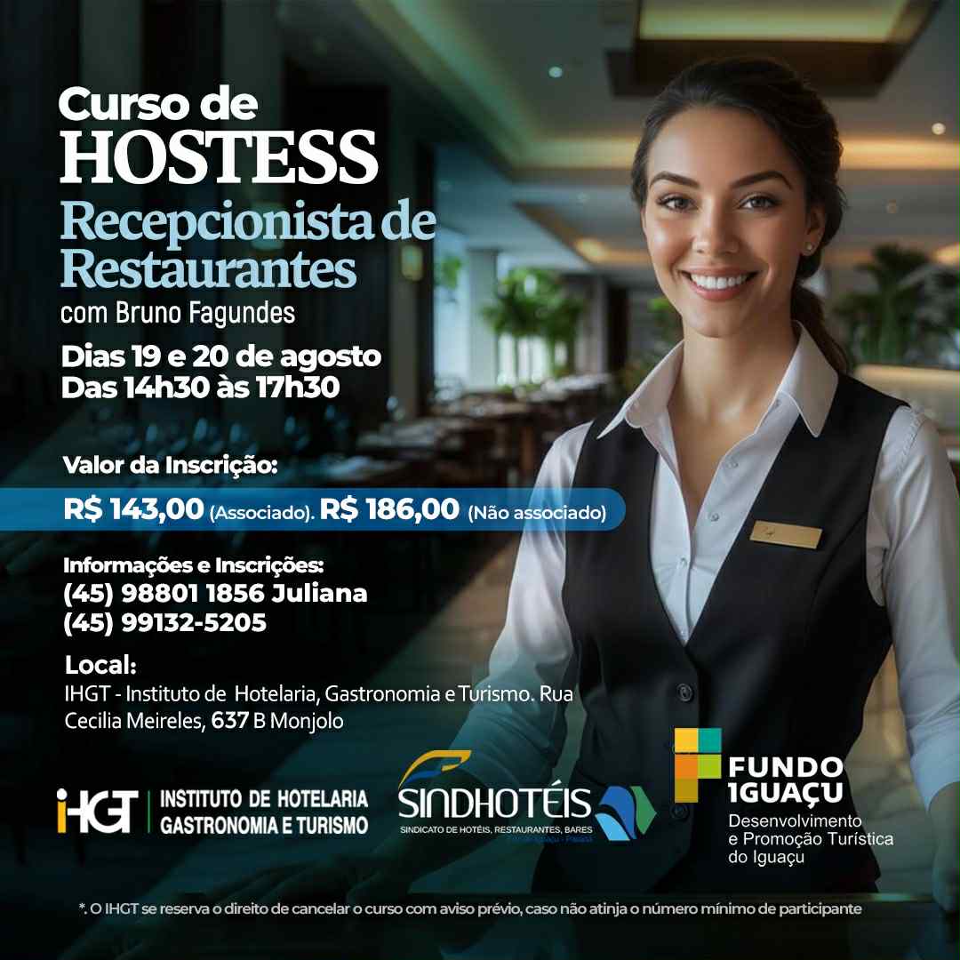 Curso de Hostess – Recepcionista de Restaurantes - 19 e 20/08/2025 ...